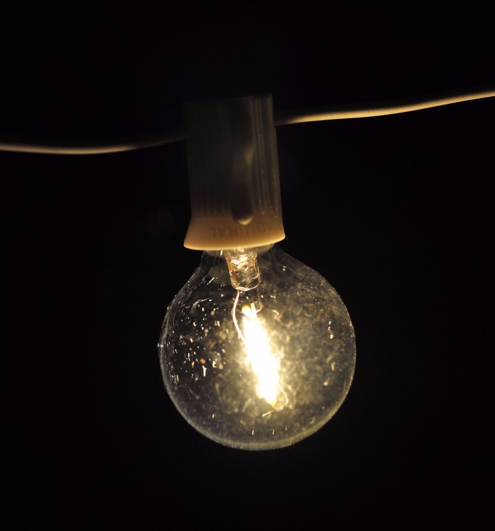 G40 LED Filament Clear String Light Set with White Wire - Hometown ...